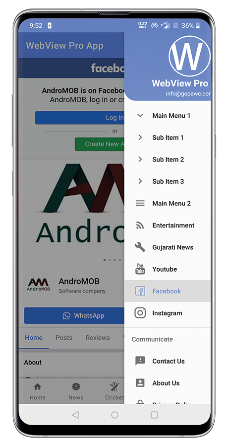 WebPro - Easy Configurable Android WebView Pro App Template by AndroMOB